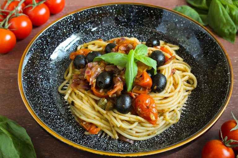 Vegan Pasta Puttanesca (Gluten-Free) - The Pesky Vegan