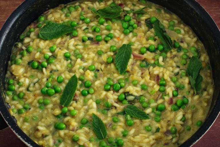 Vegan Pea and Mint Risotto (Gluten-Free) - The Pesky Vegan