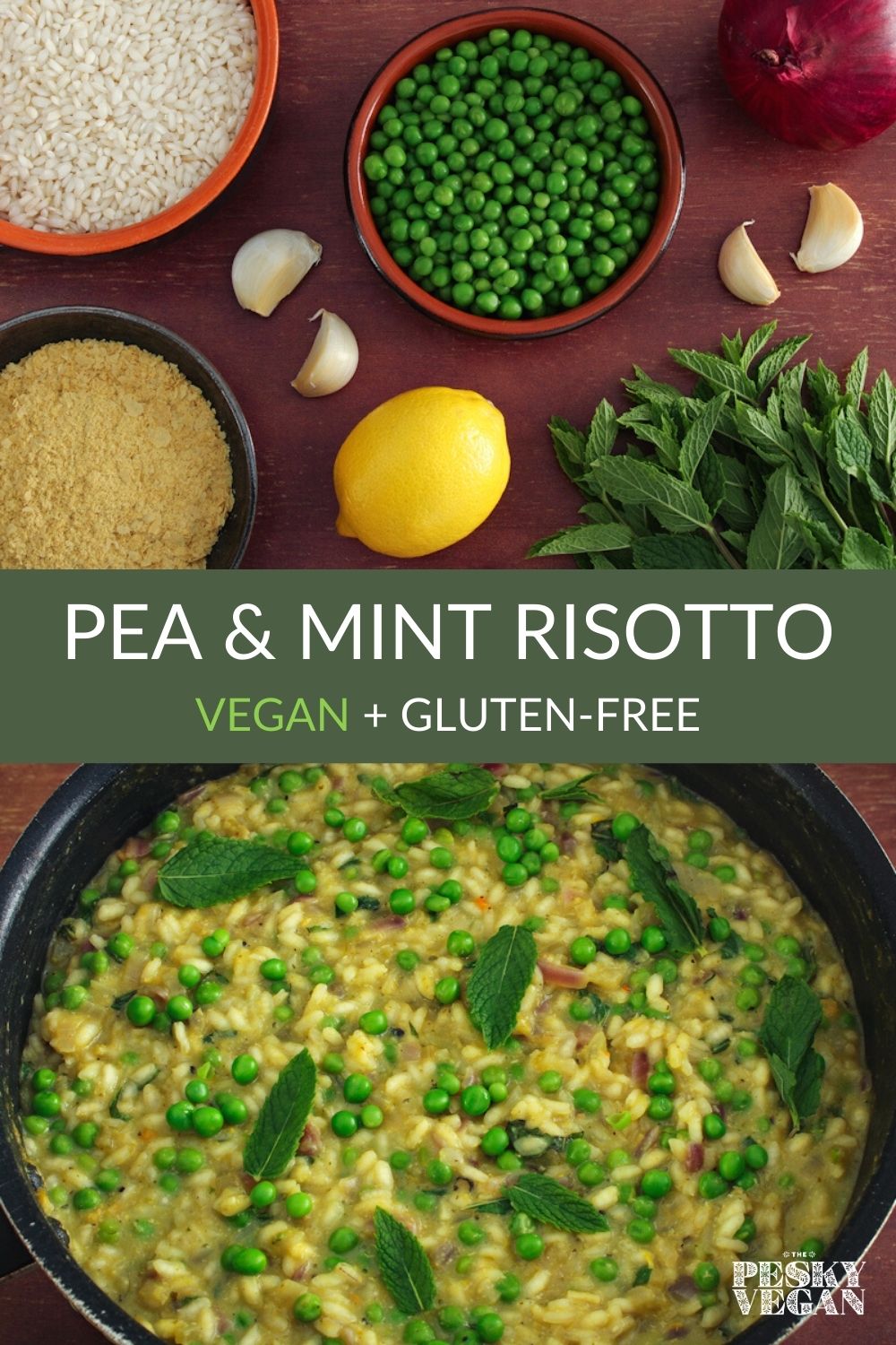 Vegan Pea and Mint Risotto (Gluten-Free) - The Pesky Vegan