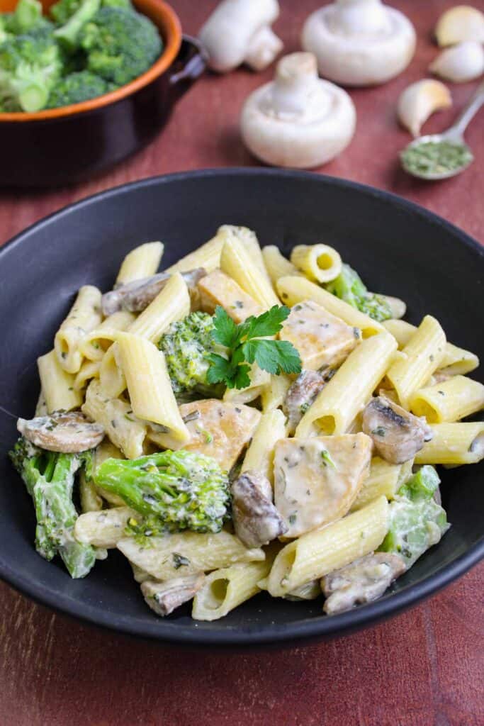 Creamy Tempeh Pasta with Cashew Tarragon Sauce - The Pesky Vegan