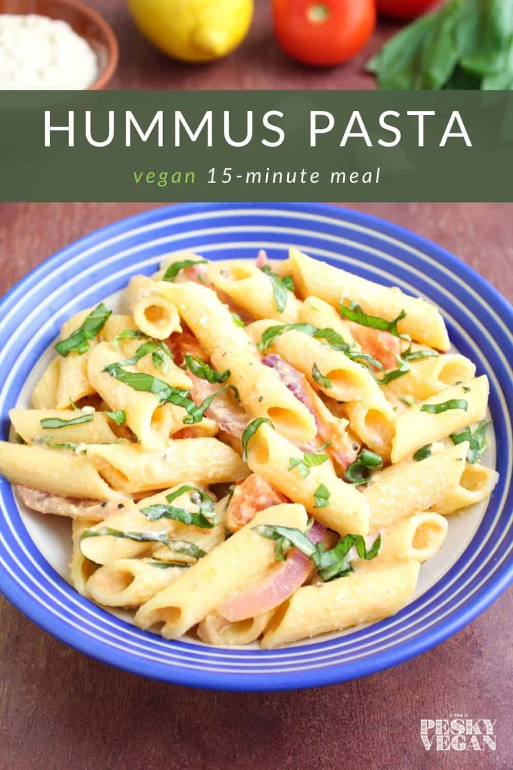 Hummus Pasta with Lemon and Basil - The Pesky Vegan