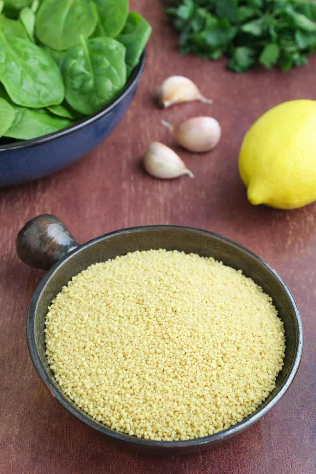 Spinach Couscous with Lemon and Garlic - The Pesky Vegan