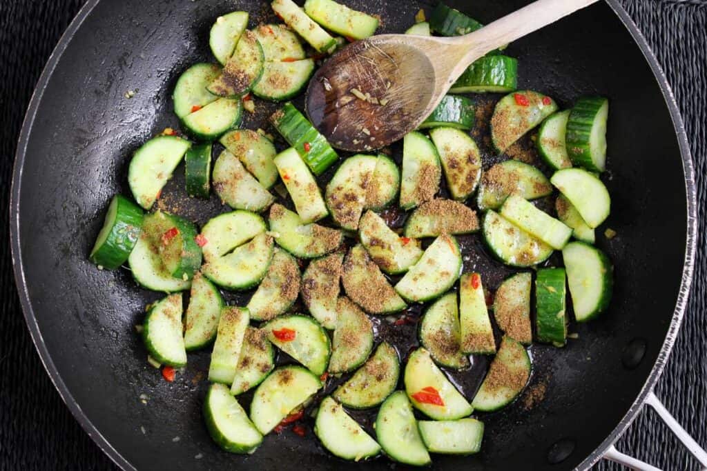 Stir-Fried Cucumber with Chinese Five Spice - The Pesky Vegan