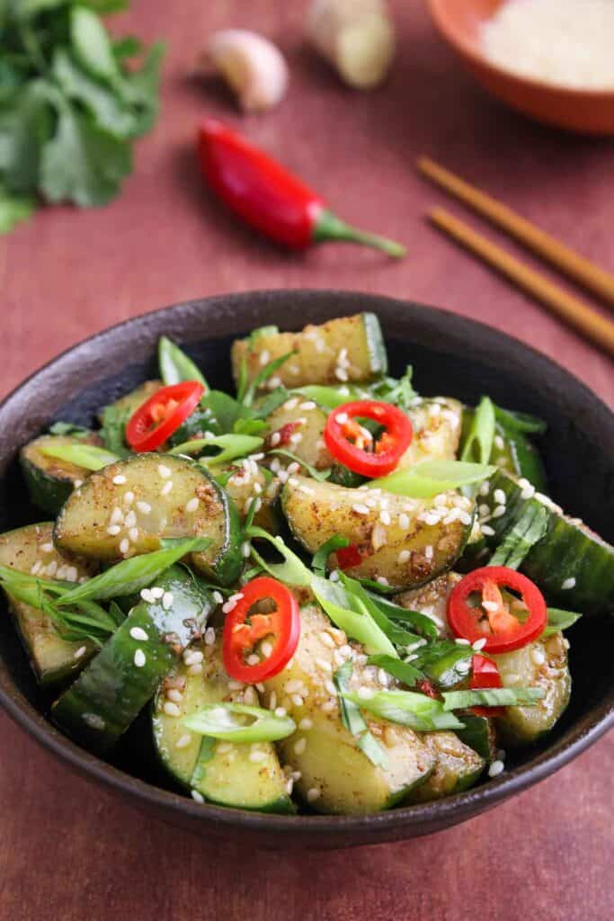 Stir-Fried Cucumber with Chinese Five Spice - The Pesky Vegan
