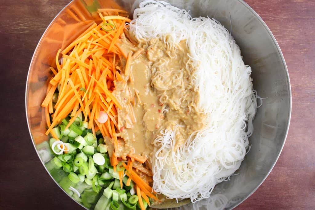 Rice Noodle Salad with Peanut Dressing - The Pesky Vegan