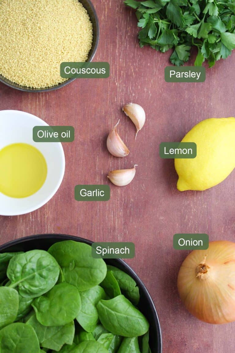 Spinach Couscous with Lemon and Garlic - The Pesky Vegan