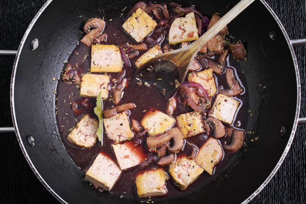 Braised Tofu in Red Wine - The Pesky Vegan