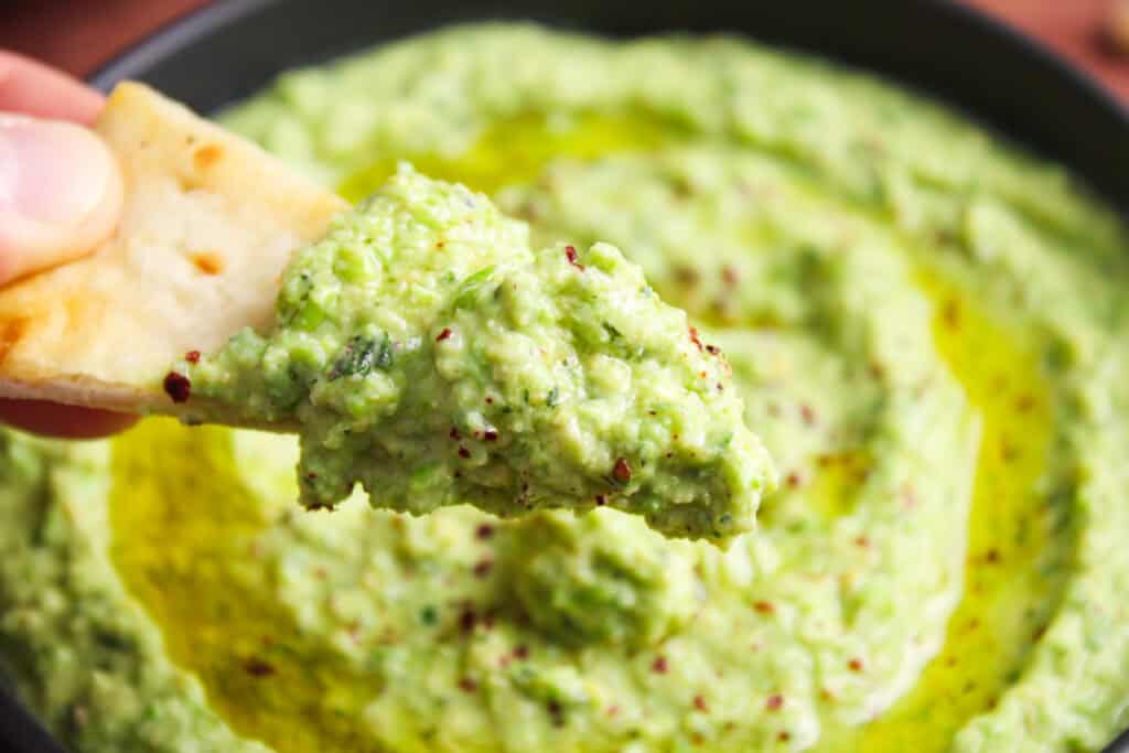 Easy Green Pea Hummus with Cucumber & Mint - The Pesky Vegan
