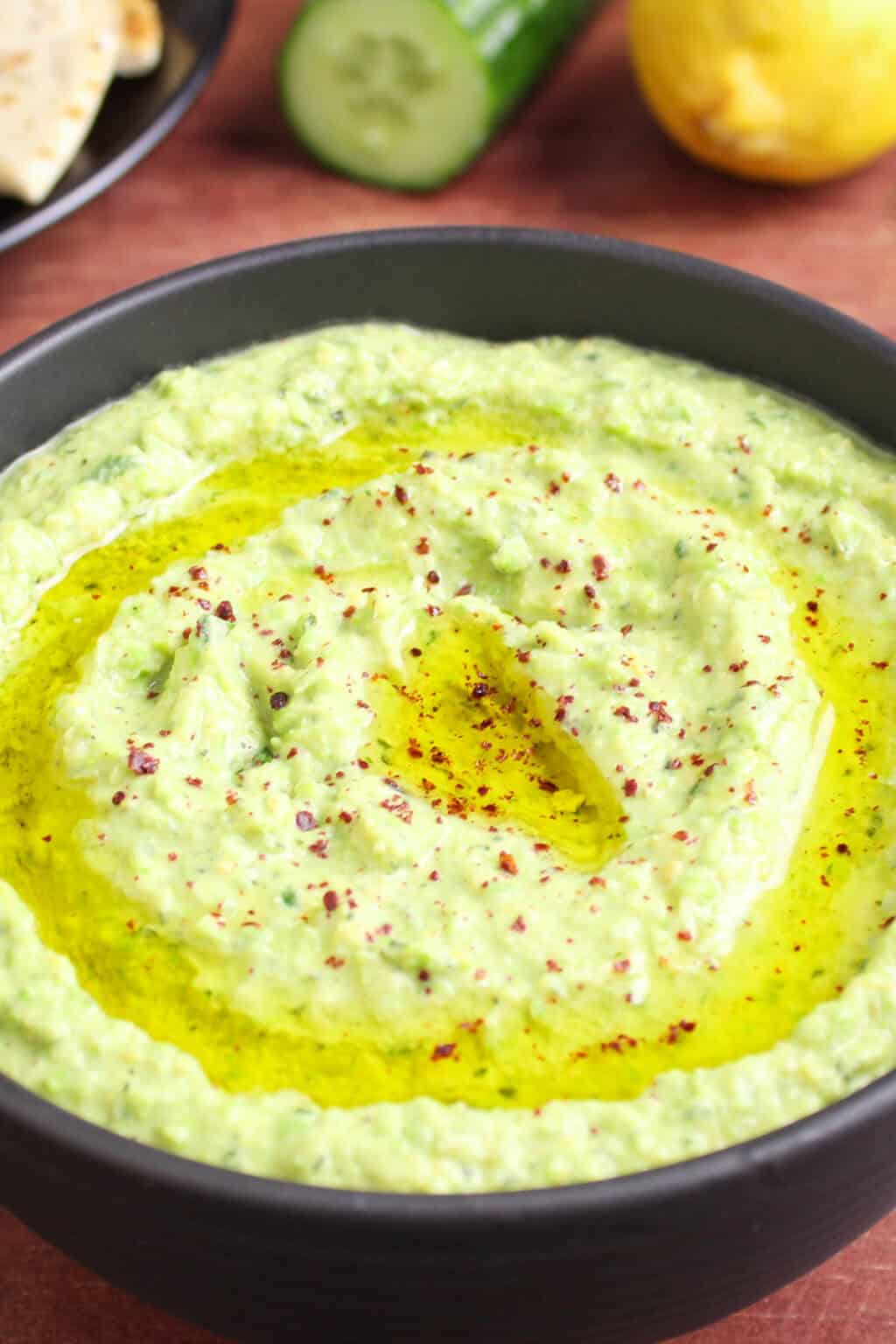 Easy Green Pea Hummus with Cucumber & Mint - The Pesky Vegan